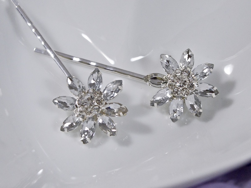 Wedding Hair Accessories - Rhinestone Flower Hair Slides - Vintage ...